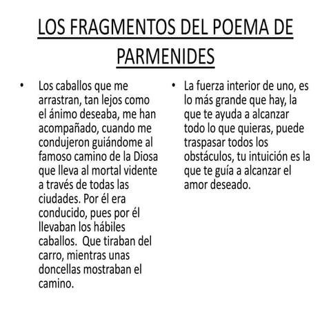 Los fragmentos del poema de parmenides | PPTX
