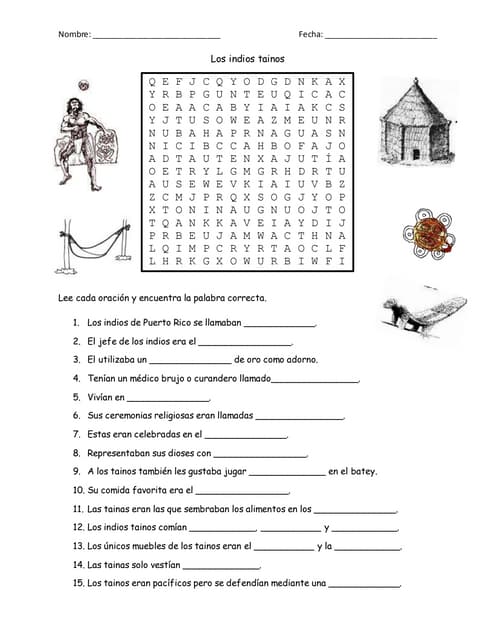 Indios Tainos Para Colorear