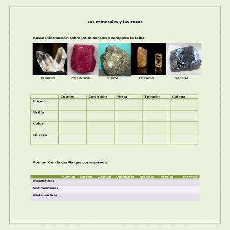Rocas y minerales | PPS