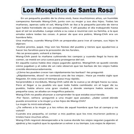 LOS MOSQUITOS DE SANTA ROSA PARA ESTUDIANTES c | DOC