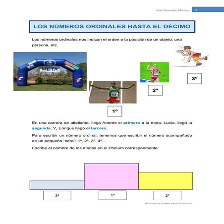 Ficha De Carrera De Numeros Ordinales
