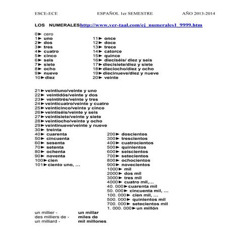 Los números cardinales: uno, dos, tres... | PDF