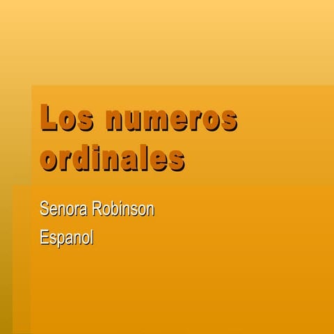 Los Numeros Ordinales Practice | PPT