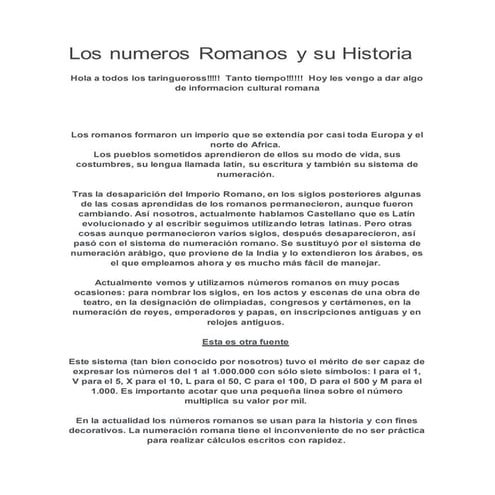 Los numeros romanos y su historia | DOCX