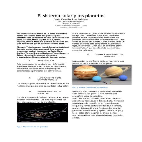 Introducción Al Sistema Solar Resumen De Los Planetas