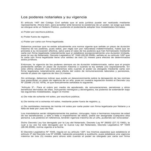 Los poderes notariales y su vigencia | DOC
