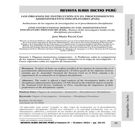 LOS ÓRGANOS DE INSTRUCCIÓN EN EL PROCEDIMIENTO ADMINISTRATIVO DISCIPLINARIO (PAD) - AUTOR JOSÉ ...