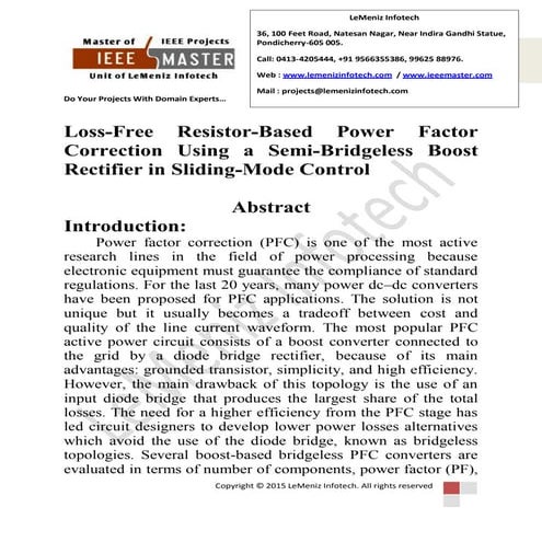 Loss free resistor-based power factor correction using a semi ...