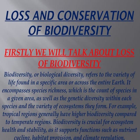 LOSS AND CONSERVATION OF BIODIVERSITY.pptx