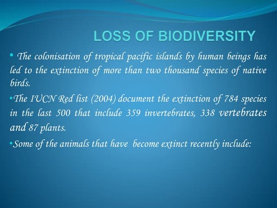 Loss of Biodiversity | PPTX | Environment | Science