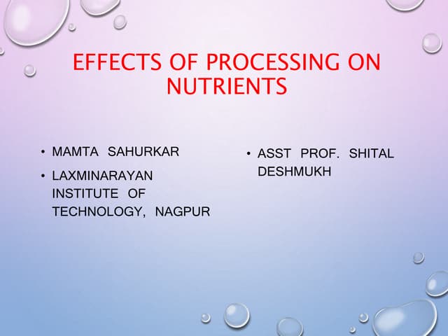 Preserving Nutrients in Food/Preservation of Nutrients | PPTX