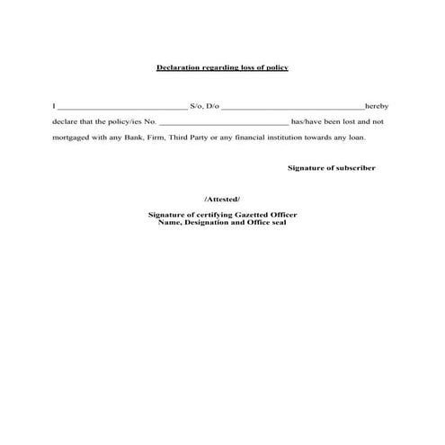 Loss of policy form | PDF