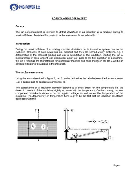 Tangent delta test report form | DOC | Physics | Science