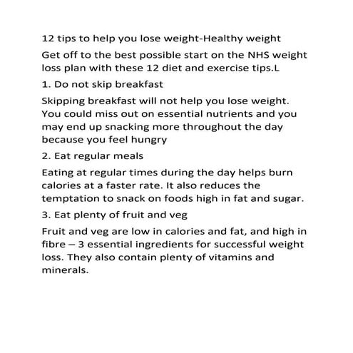 Loss weight | PDF | Healthy Cooking and Eating | Food & Drink