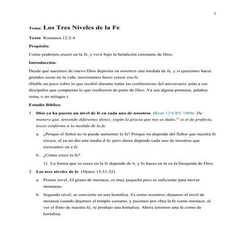 Los tres niveles de la fe | DOC