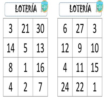 Loteria numeros del 1 al 30 | PDF