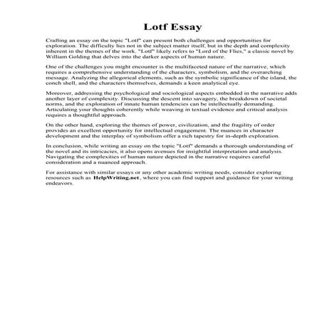 Lotf Essay. Lord of the flies essay prompt | PDF | Government Support ...