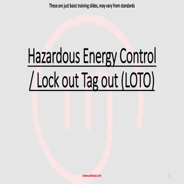 Lock out and Tag out Training ppt and pdf | PDF