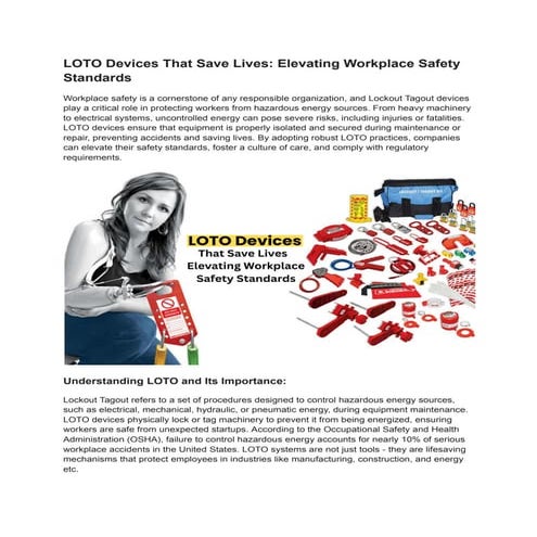 LOTO Devices That Save Lives: Elevating Workplace Safety Standards | PDF