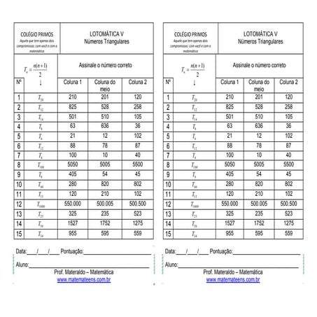 Lotomática 05 - Números Triangulares | PPT