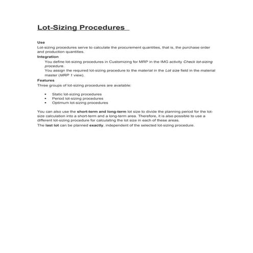 SAP CONSUMPTION BASED PLANNING LOT SIZE | PDF