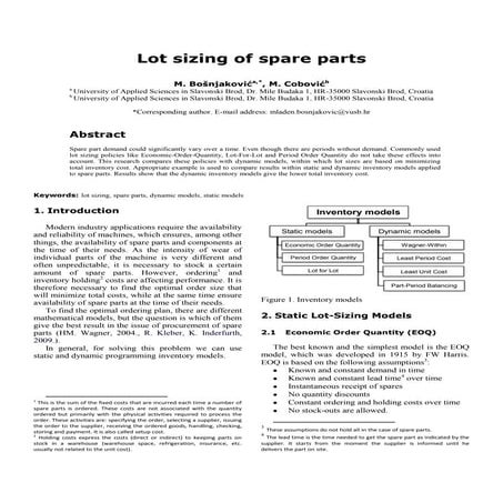 Lot sizing of spare parts | DOCX