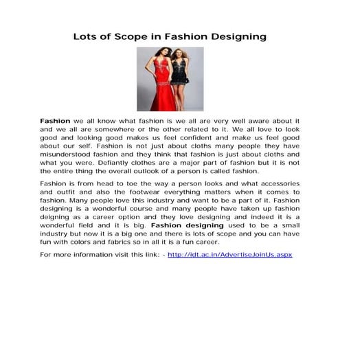 Lots of scope in fashion designing | PDF