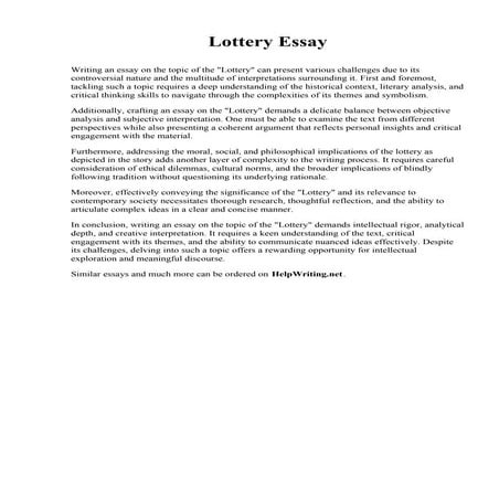 If I Won The Lottery Essay. Ohio State University | PDF