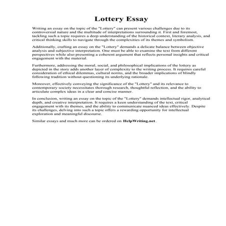 Lottery Essay | PDF