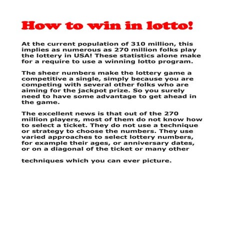 ‘LOTTO WINNING SECRETS – REVEALED By An MIT Professor’ | DOC