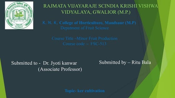 Presentation on Cultivation of ker | PPTX | Agriculture | Industries