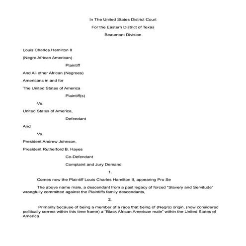 Louis charles hamilton ii. amend united states... | DOCX | Crime ...