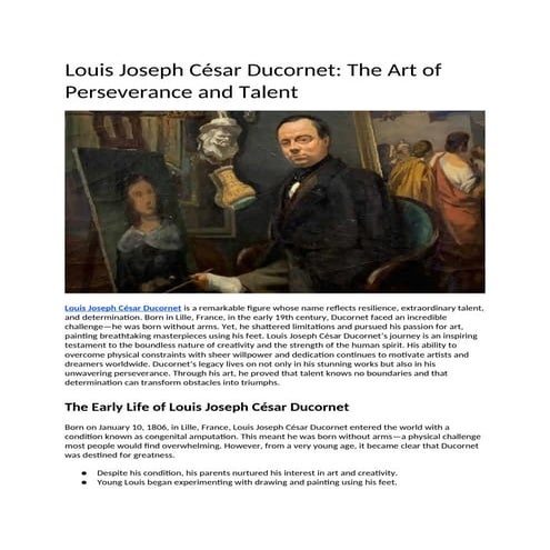 Louis Joseph César Ducornet: The Extraordinary Artist Who Overcame ...