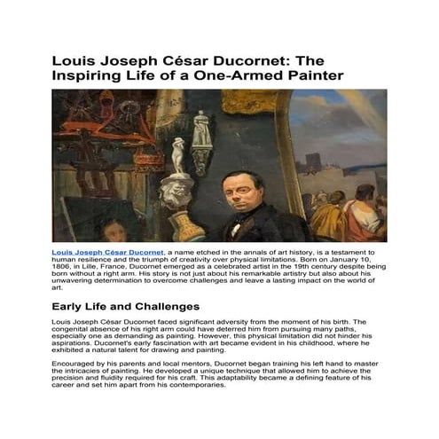 Louis Joseph César Ducornet: The Inspiring Life of a One-Armed Painter ...
