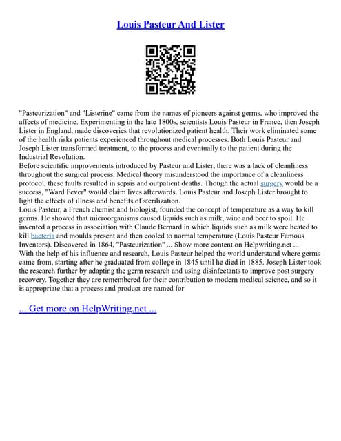 Louis Pasteur - Contributions to Science | PPTX