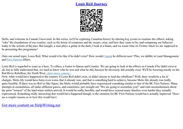 Louis Riel Summary | PDF