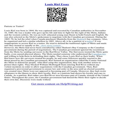Louis Riel Essay | PDF