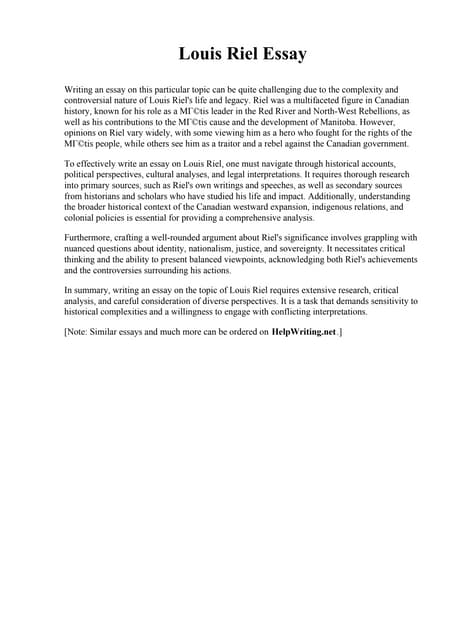 Louis Riel Essay | PDF