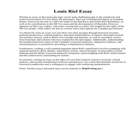 Louis Riel Essay. Louis riel essayswas louis riel a hero or - essnewday ...
