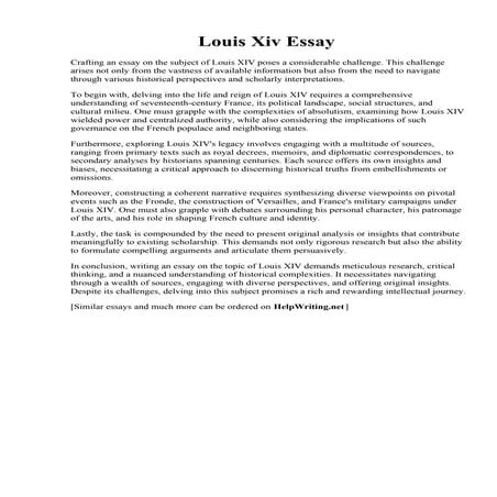 Louis Xiv Essay | PDF