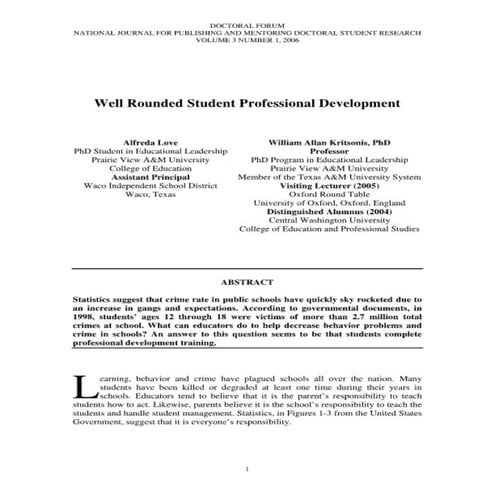 Love Alfreda Well Rounded Student Professional Development(2) | PDF
