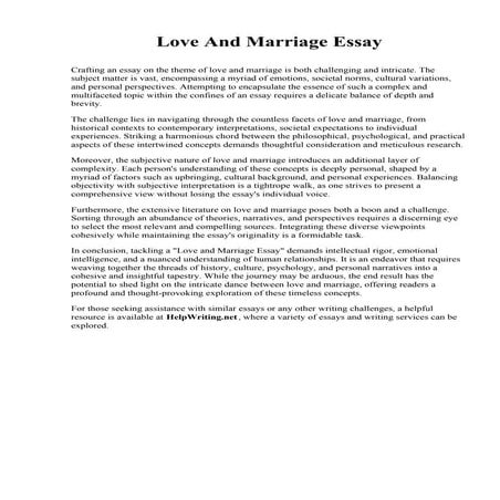 Love And Marriage Essay. Tennessee College of Applied Technology ...