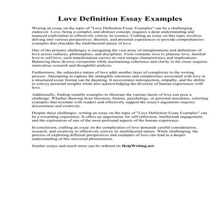 Love Definition Essay Examples. Theories of Love Essay - A-Level ...
