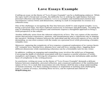 Love Essay Example | PDF
