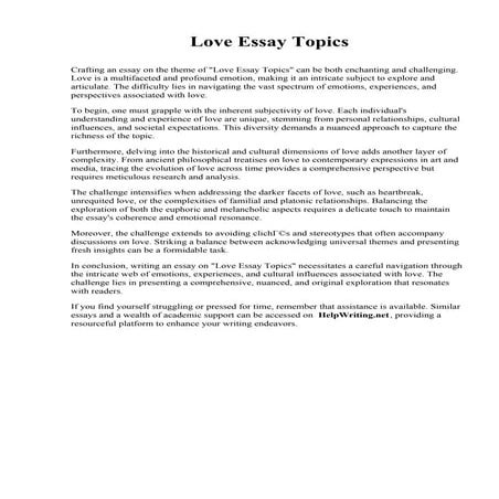 Love Essay Topics. Beaufort County Community College | PDF