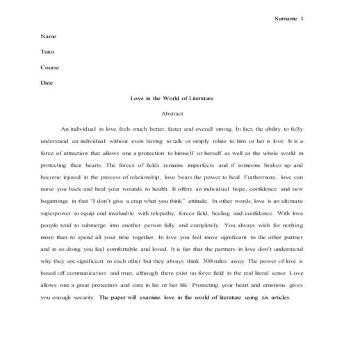 Love in literature final copy | DOCX