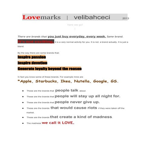Lovemarks theory and secrets of lovemarks | PDF | Perfume and Fragrance ...