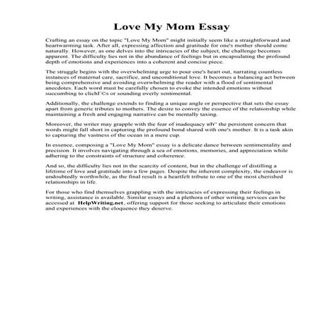 Love My Mom Essay | PDF