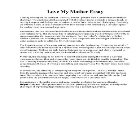 Love My Mother Essay | PDF