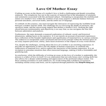 Love Of Mother Essay | PDF